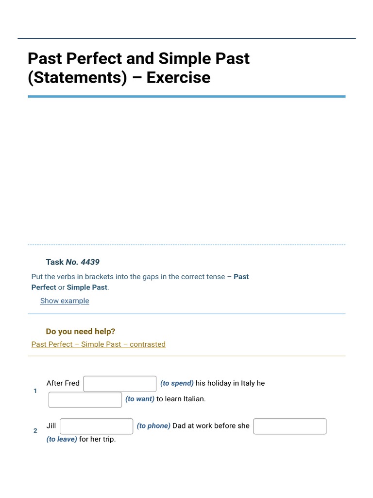 Past Perfect - Simple Past - Exercises - English | PDF