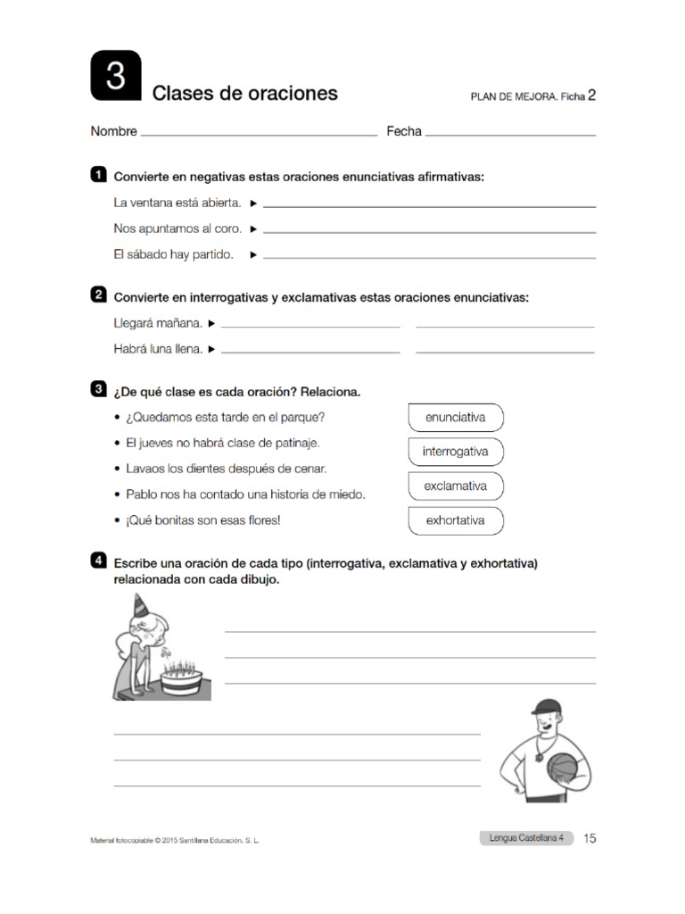 Clases de Oraciones - 4° | PDF
