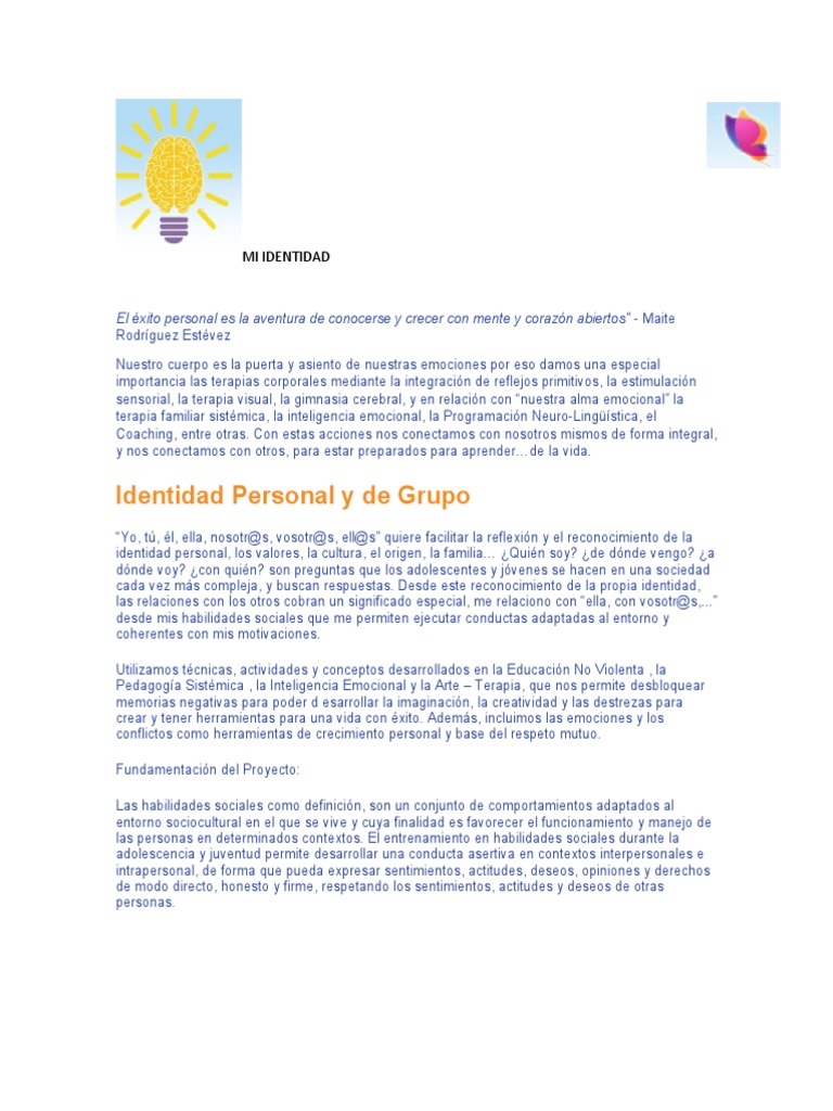 Mi Identidad | PDF | Las emociones | Aprendizaje
