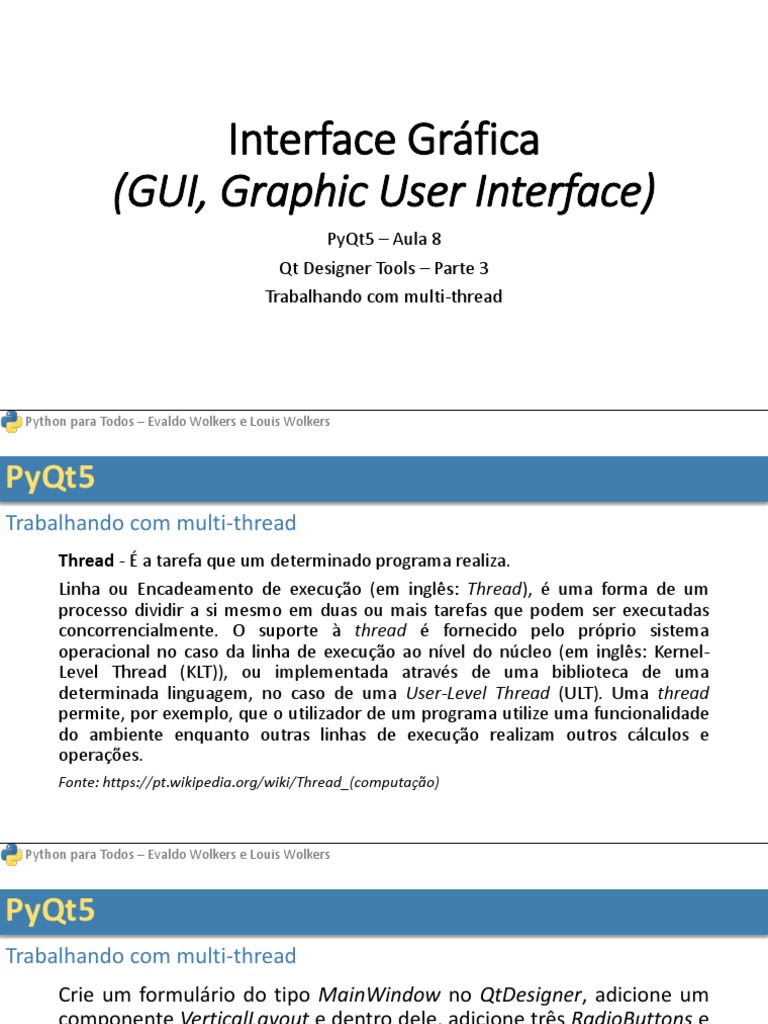 Implementando multi-thread em PyQt5 usando Signals e Slots | PDF ...