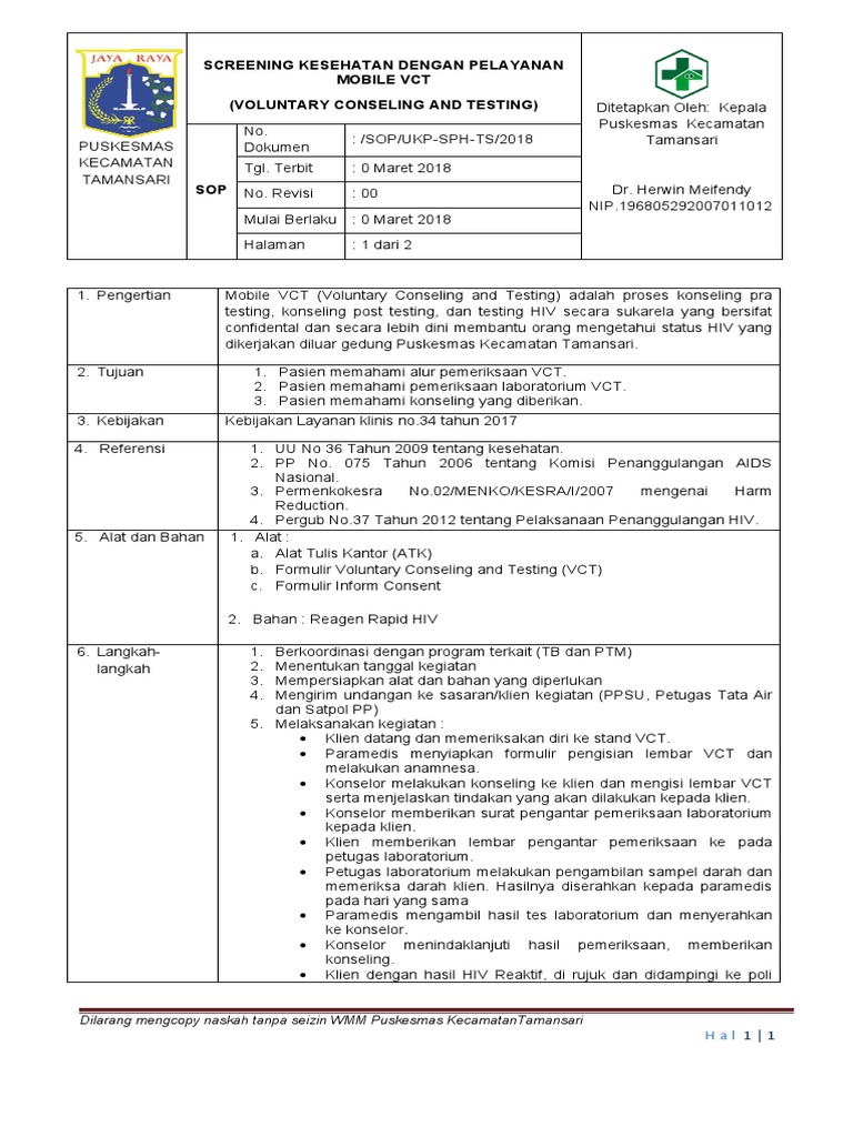 SOP Screening Kesehatan Dengan PTM | PDF