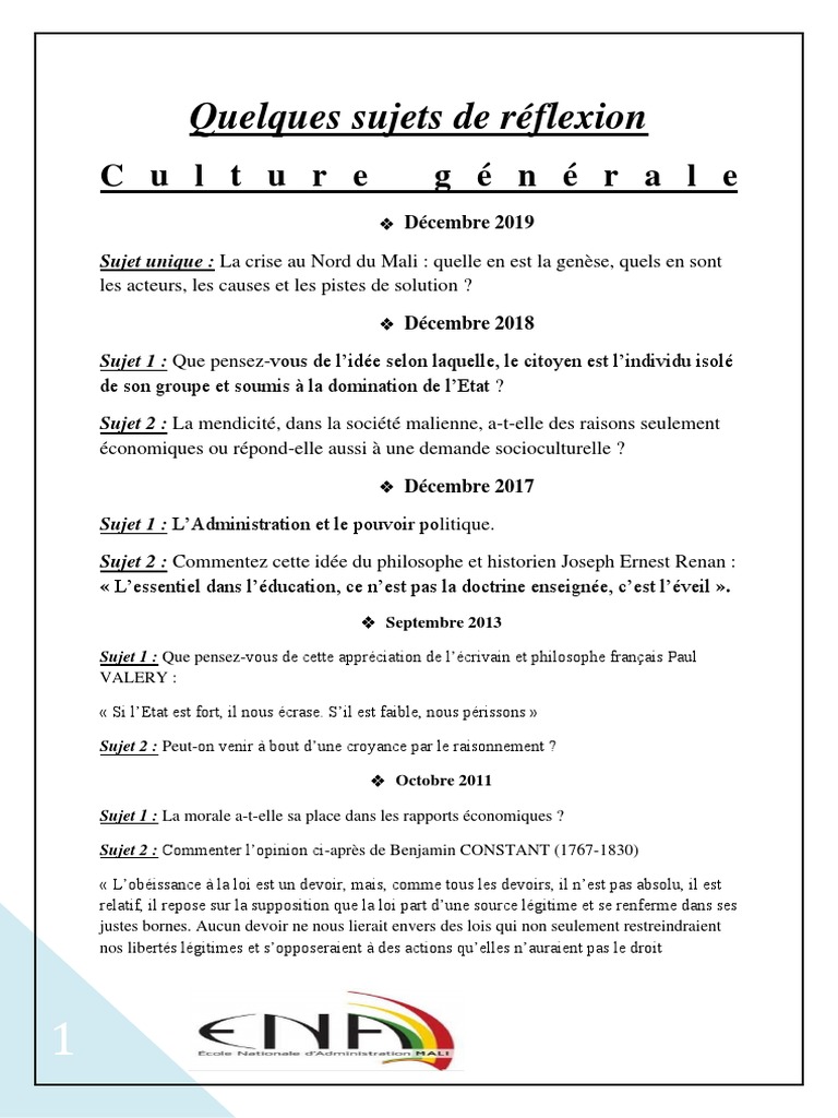 Sujets de culture générale au Mali | PDF | Impôts | Afrique