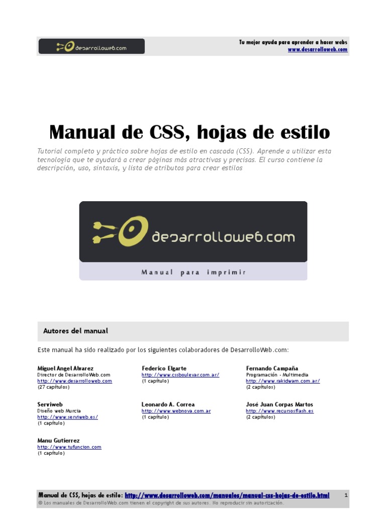 Manual Css Hojas Estilo | PDF | Hojas de estilo en cascada | Modelo de ...