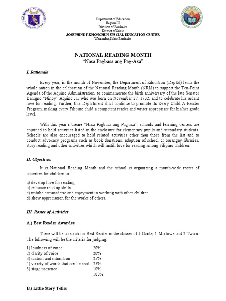 Project Proposal Reading Month | PDF