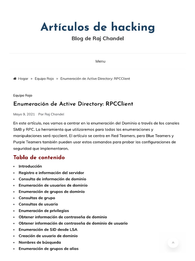 Enumeracion de Active Directory Rpcclient | PDF