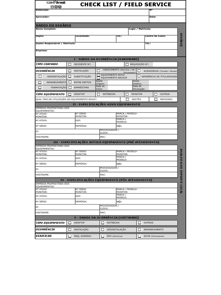Checklist RAT | PDF | Programas | Arquitetura de computadores