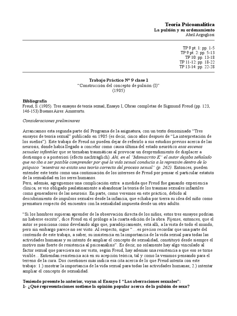Teoría Psicoanalítica de la Pulsión Sexual | PDF | Neurosis | Sigmund Freud
