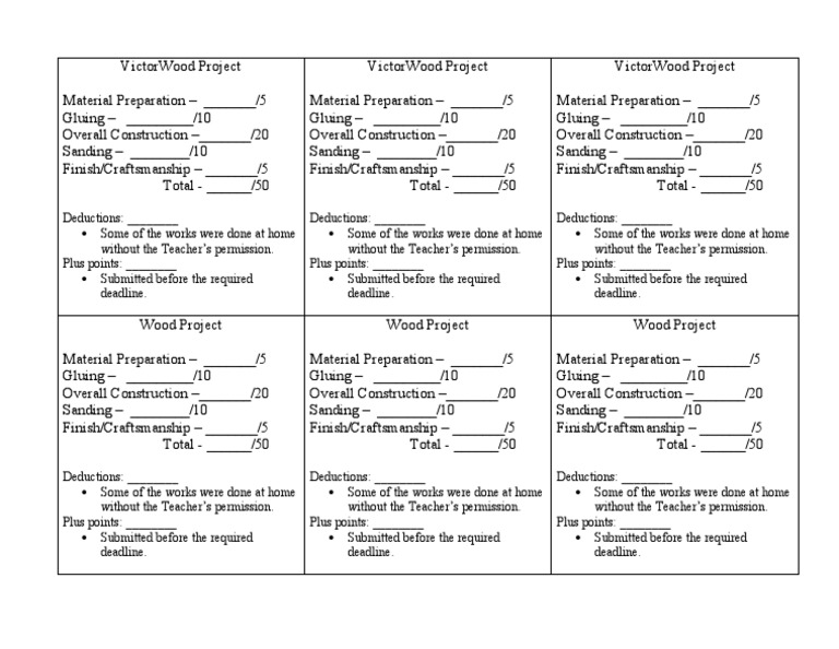 Wood Project - Rubrics | PDF