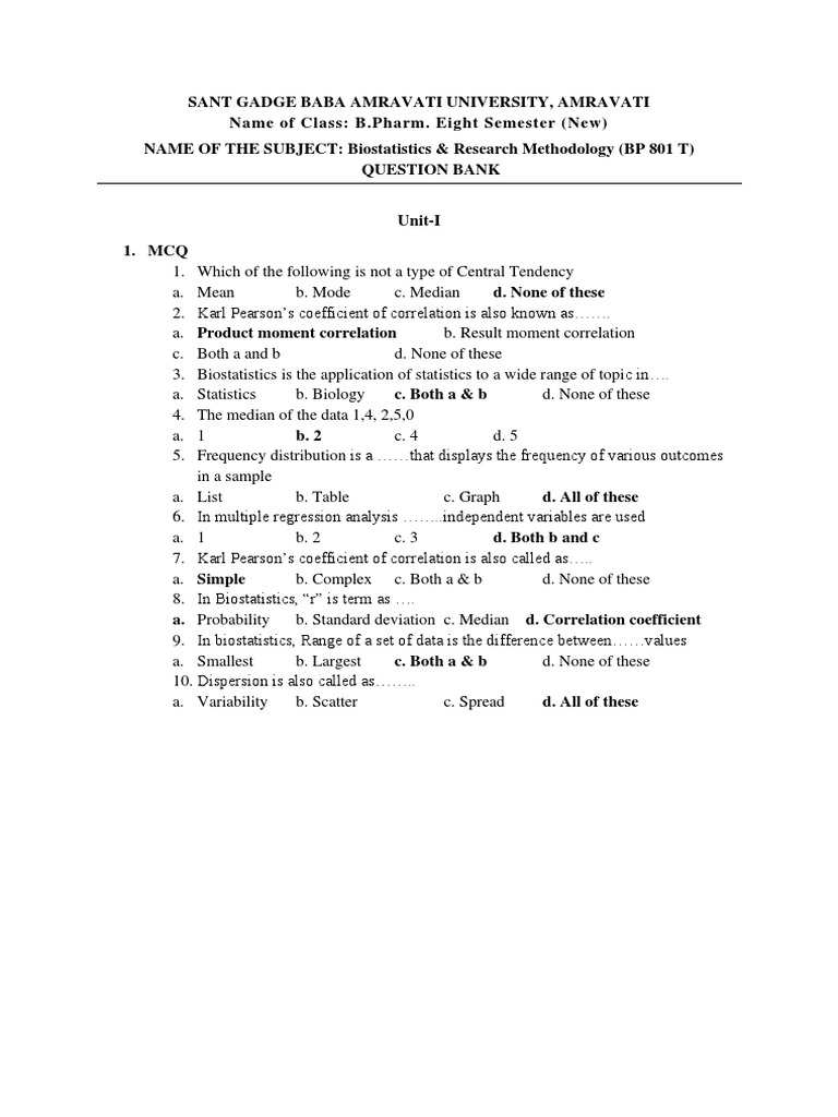 Biostat MCQ | PDF | Biostatistics | Statistics