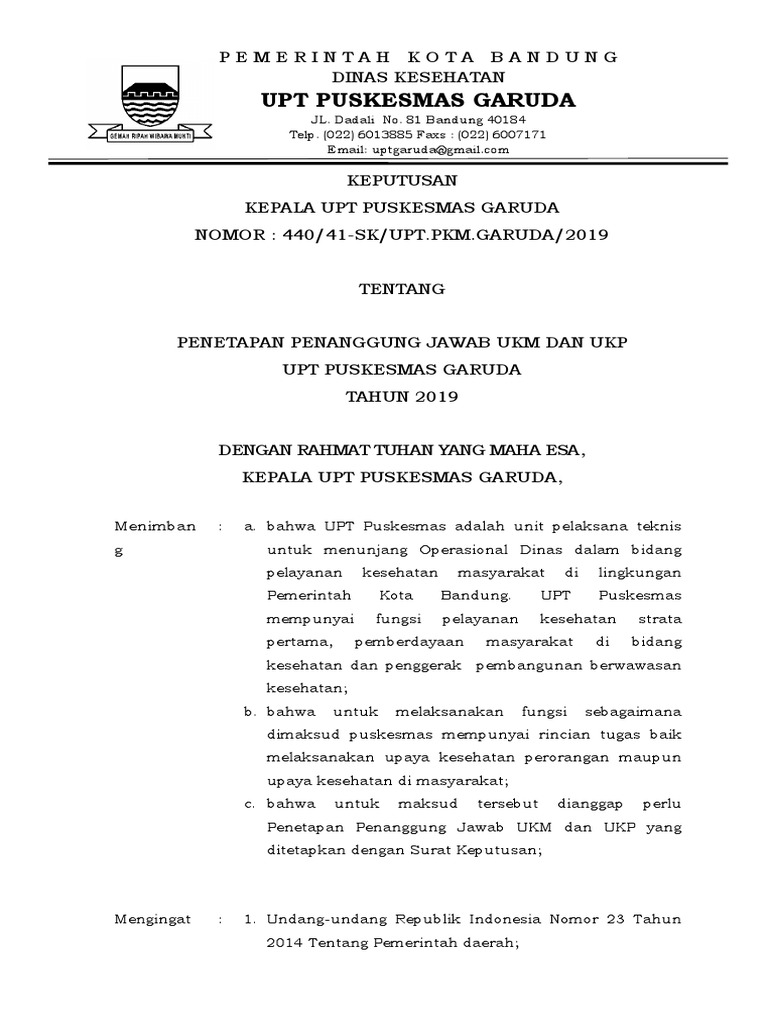 41 - SK Penetapan Penanggungjawab Ukm Dan Ukp | PDF