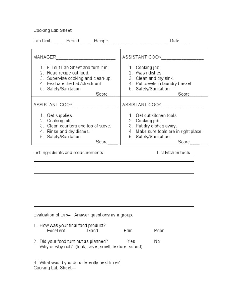 Cooking - Peer Evaluation | PDF | Foods | Kitchen