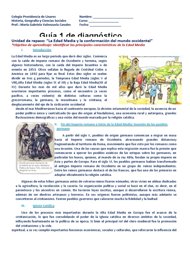Guía 1 de Repaso Edad Media | PDF | Edades medias | Pueblos germánicos