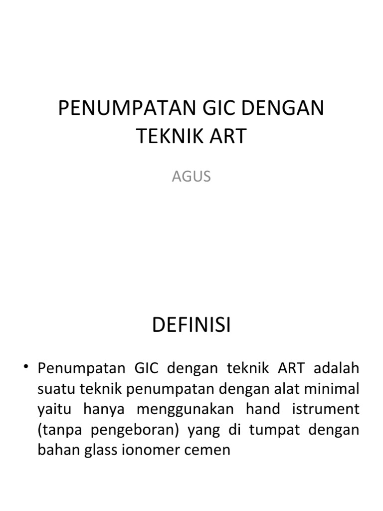2 Penumpatan Gic Dengan Teknik Art | PDF