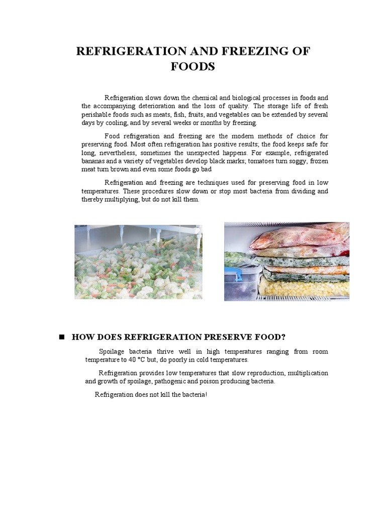 Food Refrigeration & Freezing Guide | PDF | Refrigeration | Food Preservation