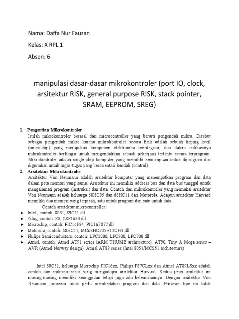 Manipulasi Dasar Mikrokontroler | PDF