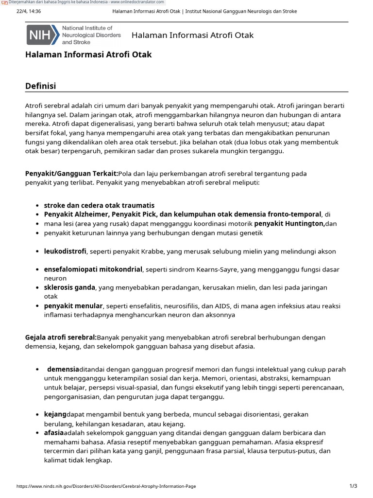 Mengatasi Atrofi Otak dan Gejalanya | PDF