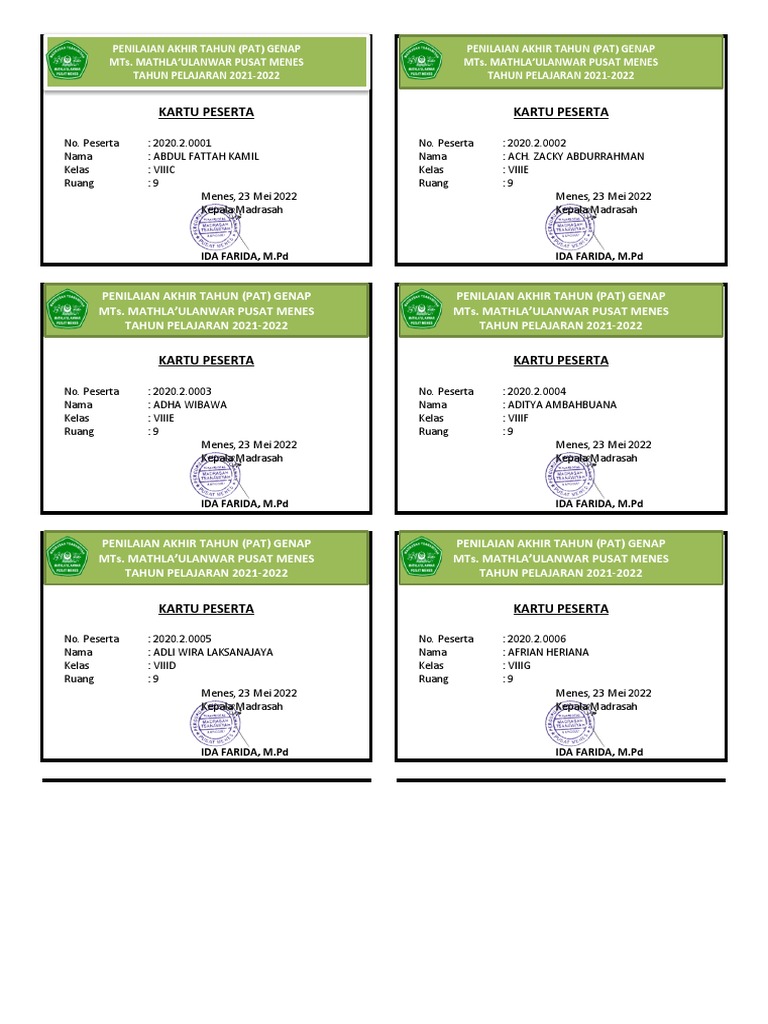 Kartu Peserta | PDF