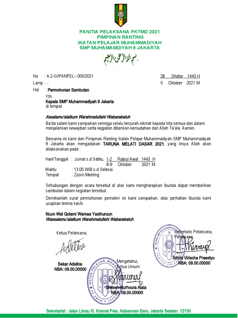 005 Permohonan Sambutan | PDF