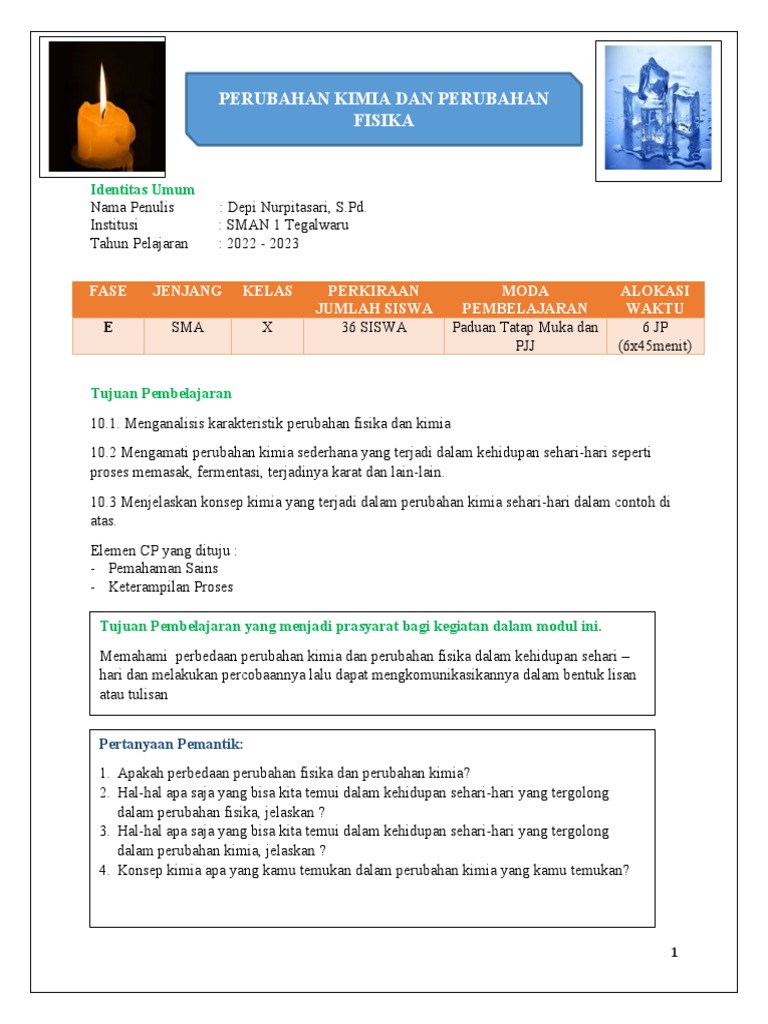 Modul Ajar KIMIA Kelas X | PDF