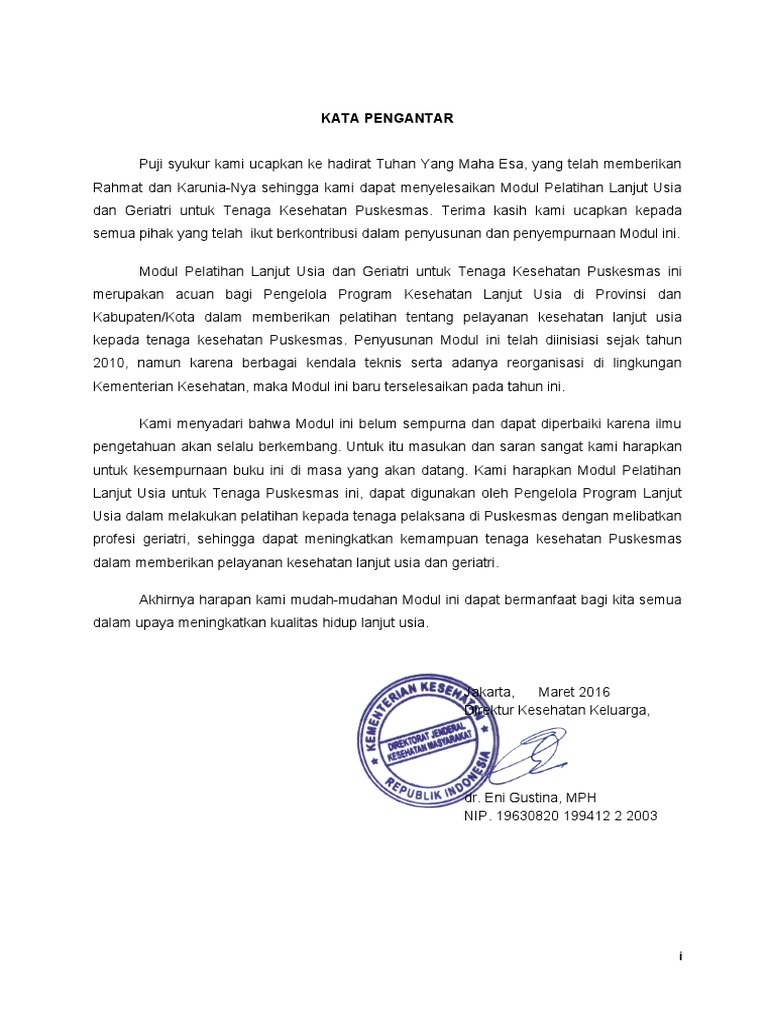 KATA PENGANTAR Modul Pelatihan Bagi Tenaga Puskesmas | PDF | Seni