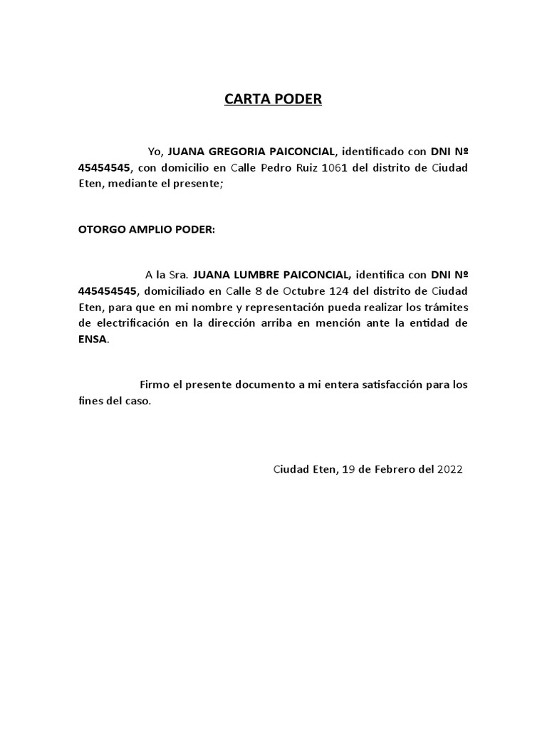 Carta Poder Formatomodelo Carta Poder En Venezuela