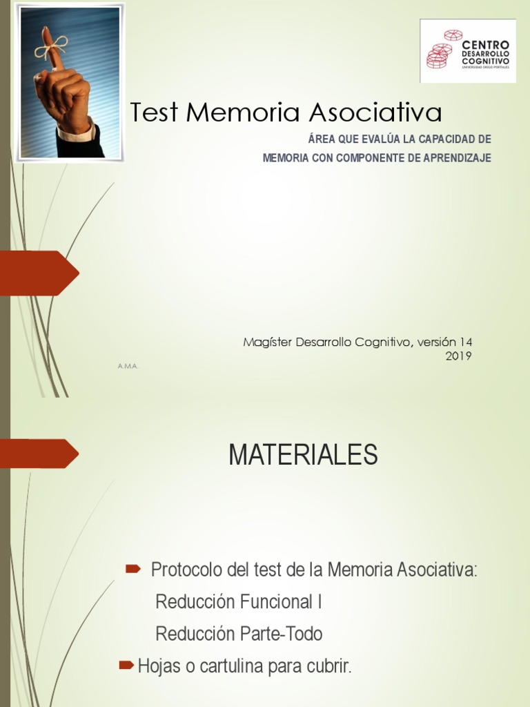 Test Memoria Asociativa 2019 | PDF | Memoria | Aprendizaje