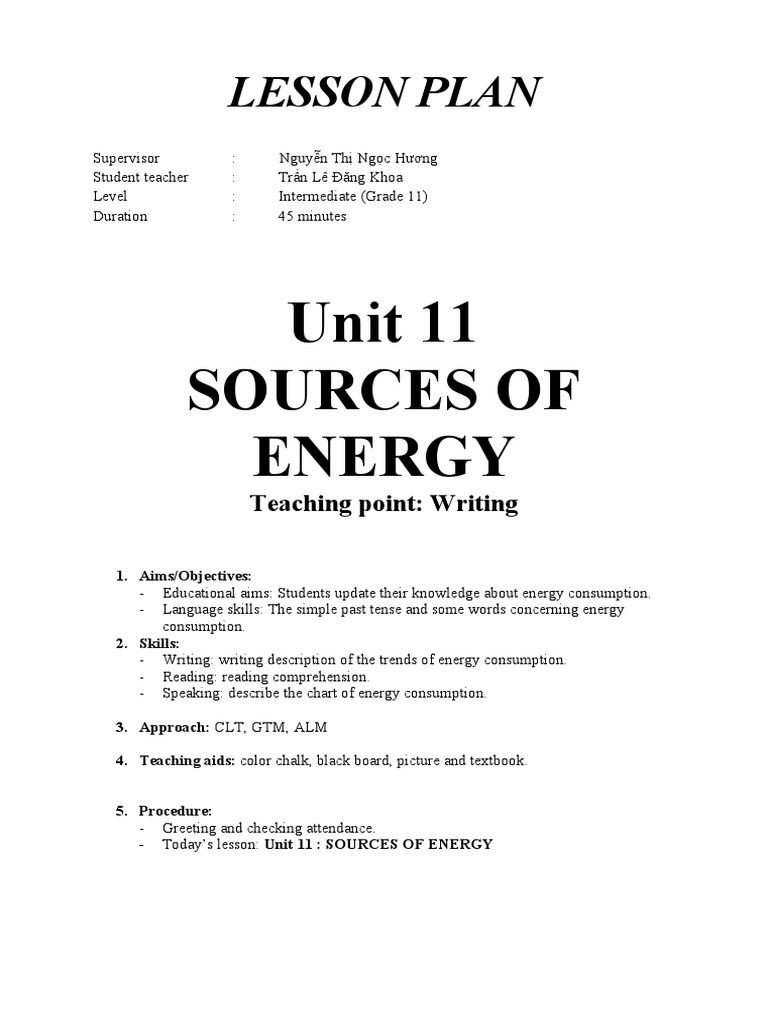 Grade 11 Writing: Energy Consumption | PDF | Lesson Plan | Reading ...