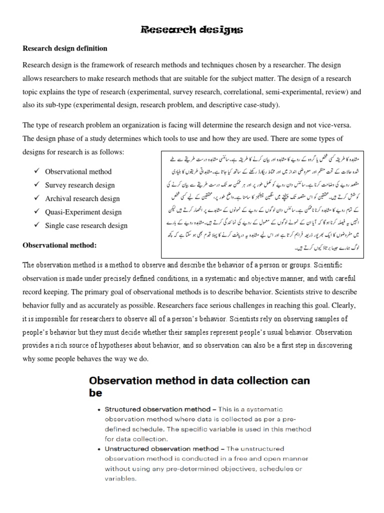 Research Designs | PDF | Observation | Field Research
