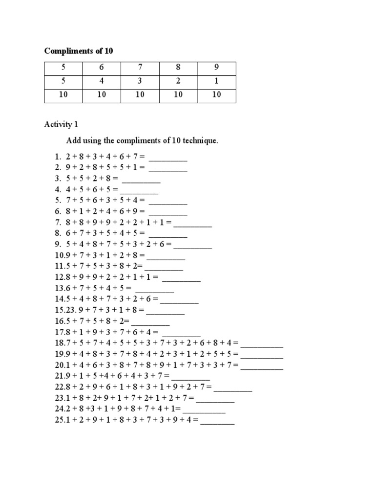 Compliments of 10 | PDF