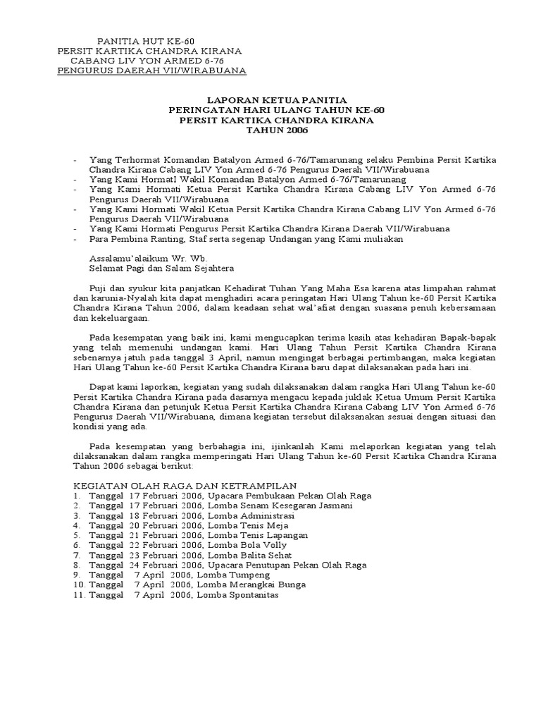 Laporan Ketua Panitia | PDF