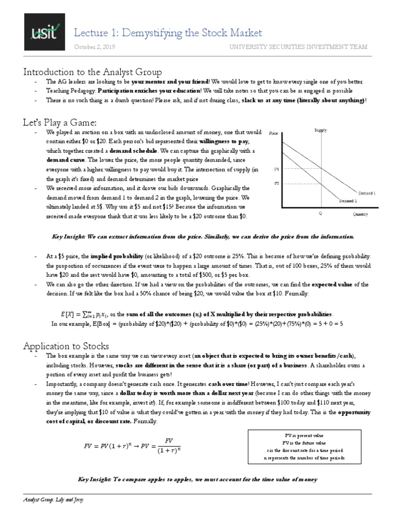 Lecture 1 - Demystifying The Stock Market | PDF | Net Present Value ...