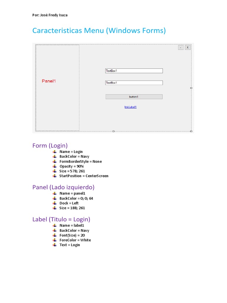 Caracteristicas Menu (Windows Forms) : Form (Login) | PDF | Ibm Pc ...