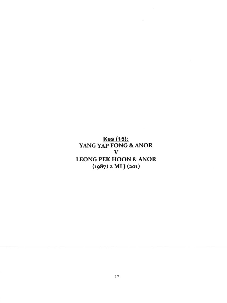 Yang Yap Fong & Anor V Leong Pek Hoon & Anor | PDF