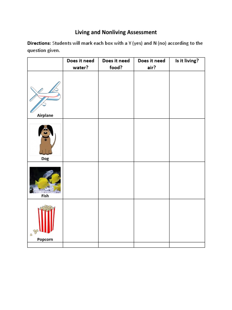 Living and Nonliving Grading Assessment | PDF
