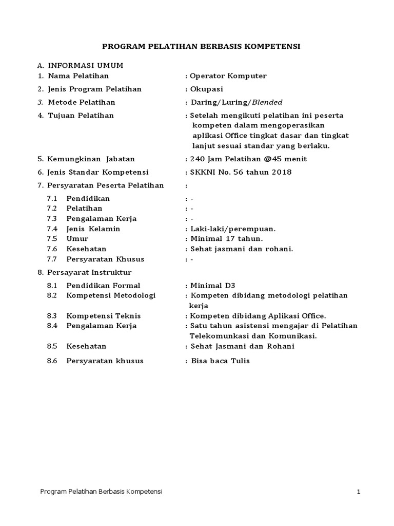 Operator Komputer (240 JP) | PDF | Bisnis | Komputer