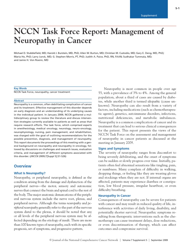 NCCN Task Force Report: Management of Neuropathy in Cancer: Key Words | PDF | Peripheral ...