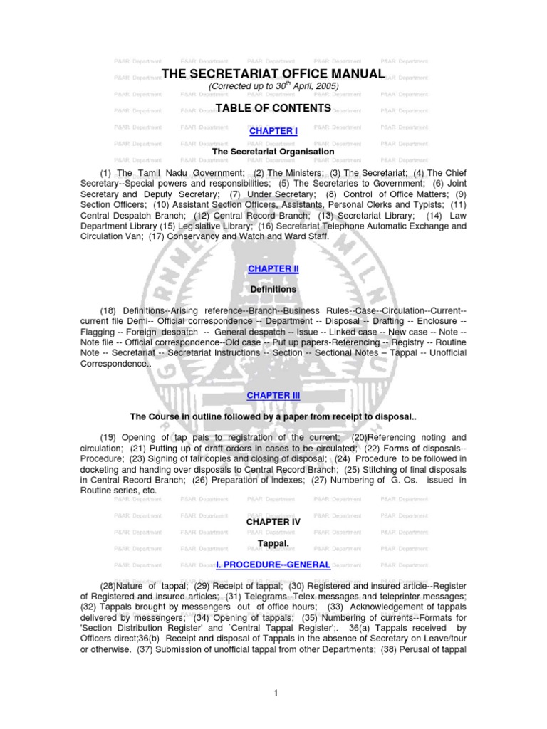 The Secretariat Office Manual | PDF | Classified Information | Postage ...