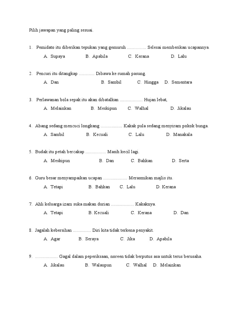 Pilihan Jawapan yang Paling Sesuai | PDF