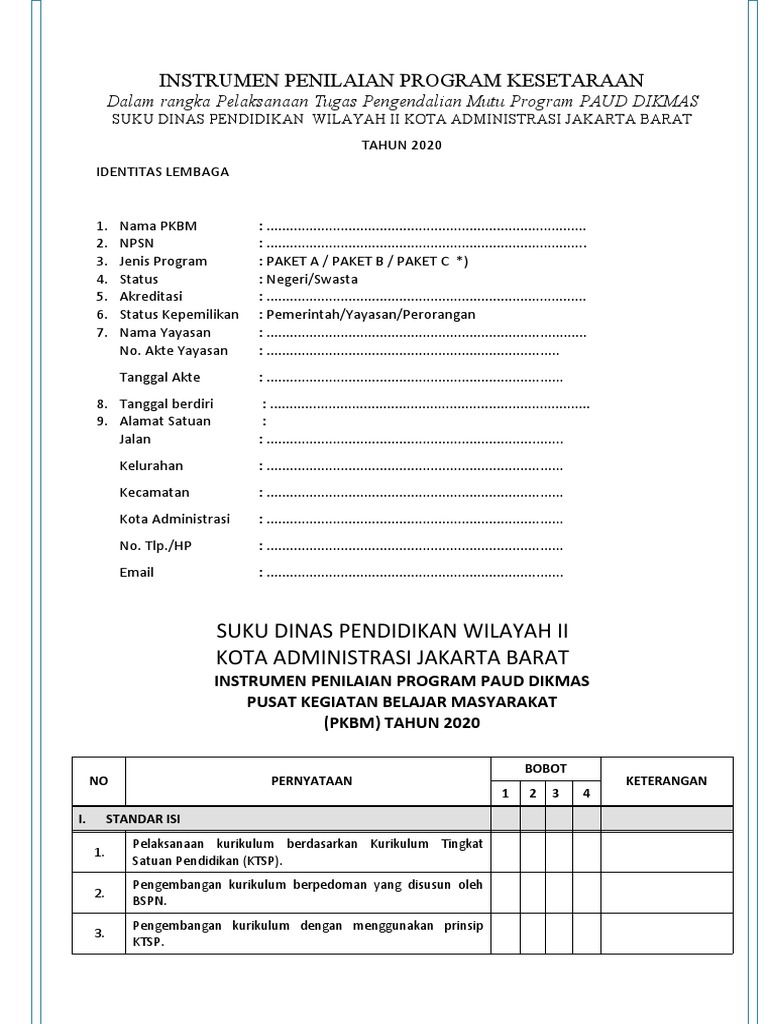 PENILAIAN PKBM 2020 (Dari Pak Halim) | PDF | Karier & Perkembangan | Seni
