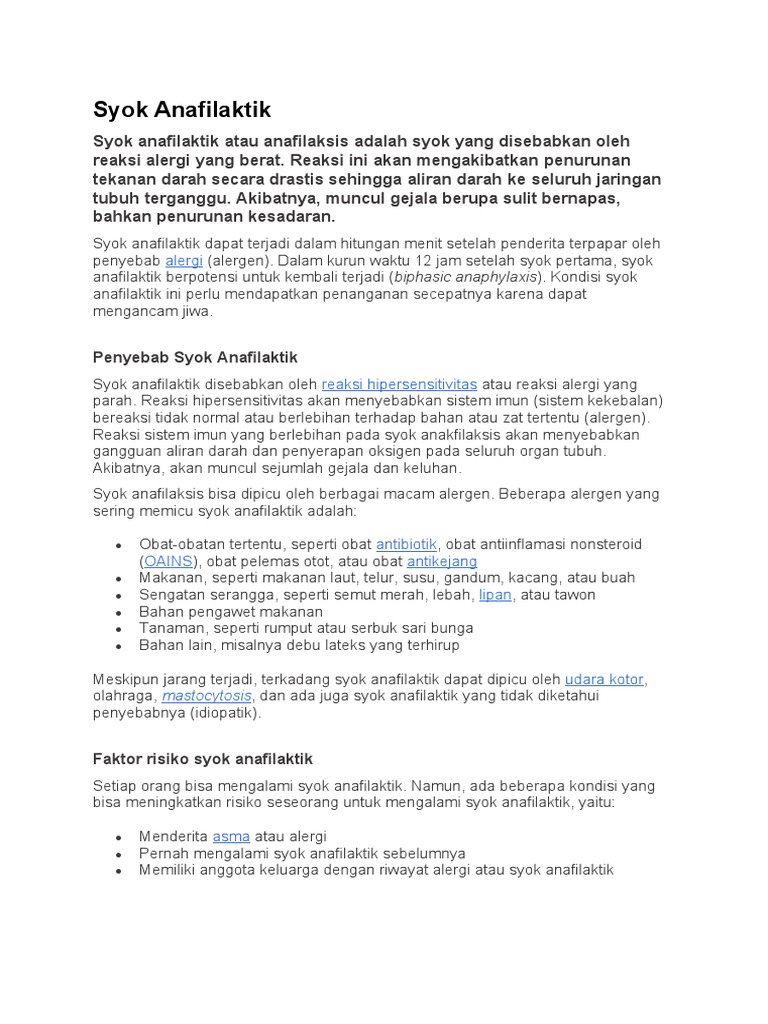 Penyebab dan Penanganan Syok Anafilaktik | PDF | Sains & Matematika
