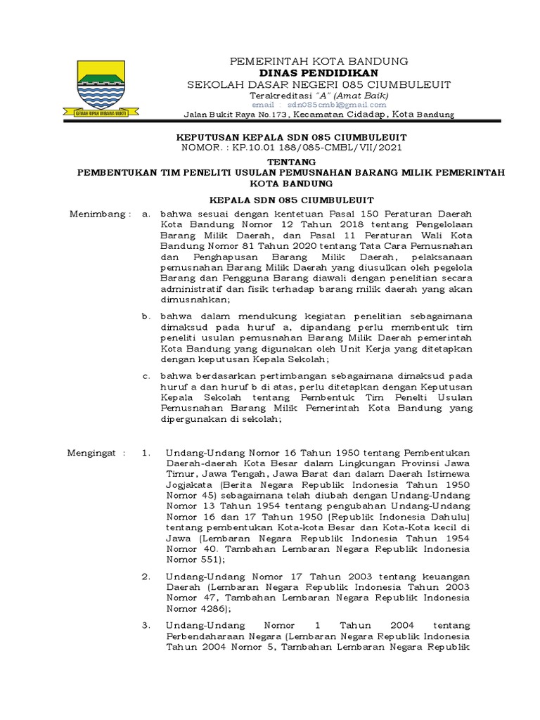 SK Tim Penghapusan Barang | PDF