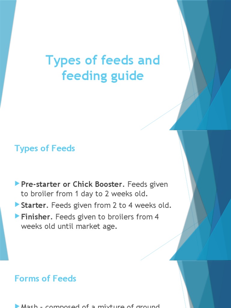 Types of Feeds and Feeding Guide | PDF | Chicken | Fat