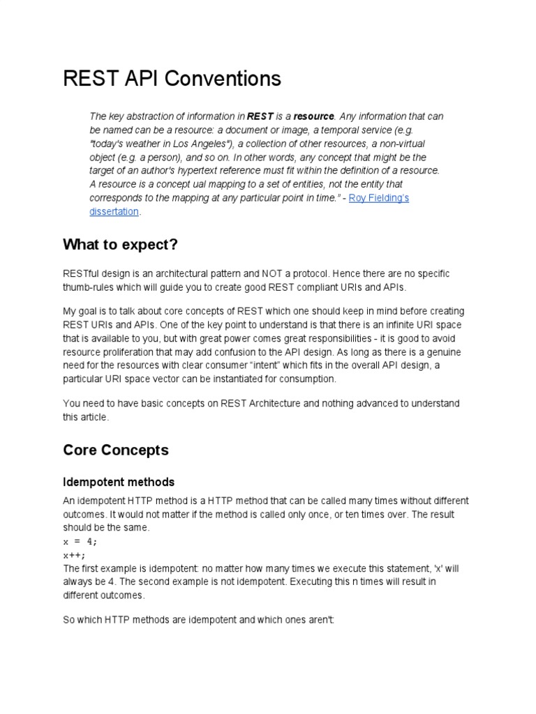 REST API Conventions | PDF | Representational State Transfer ...