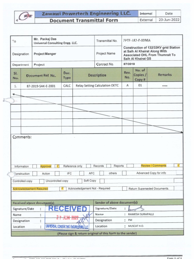 Relay Setting Calculation - OETC | PDF