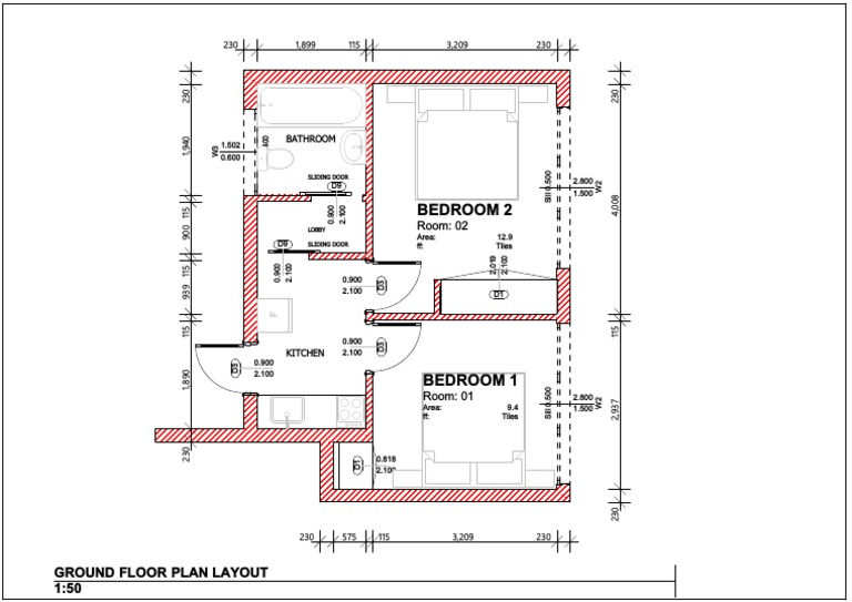 Bedroom 2: Ground Floor Plan Layout 1:50 | PDF | Brisbane | Local Government Areas Of Queensland
