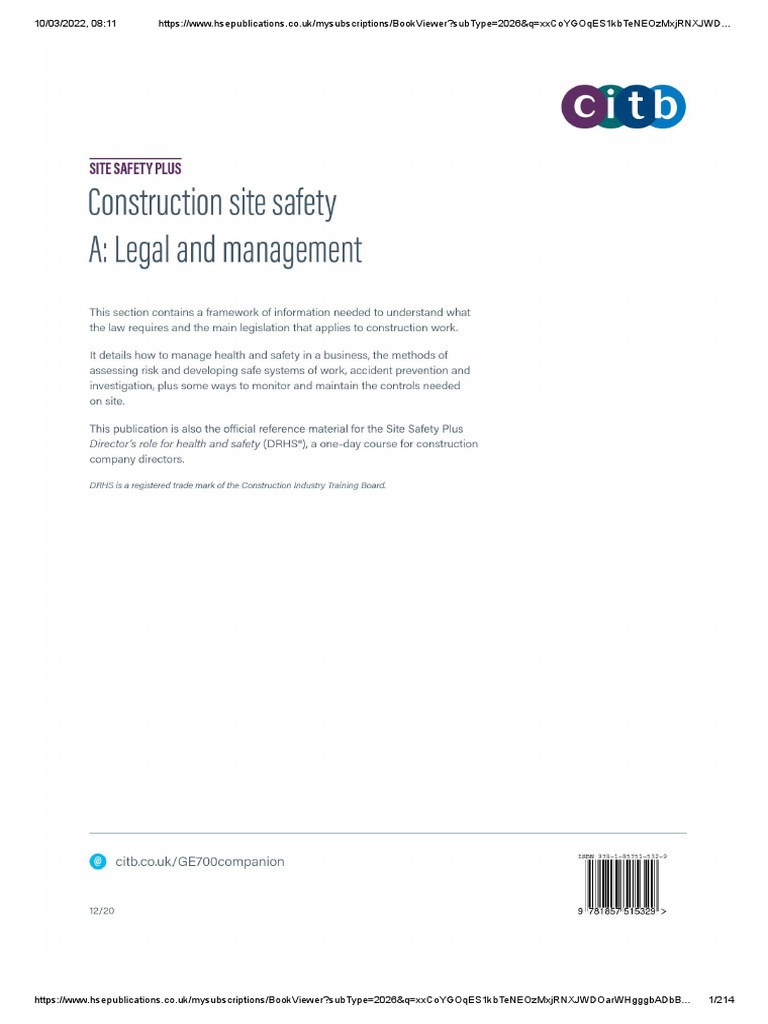 CITB GE700 Companion - Book A - Legal and Managment | PDF