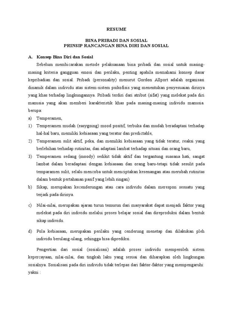 Resume Bina Pribadi Dan Sosial Prinsip Rancangan Bina Diri Dan Sosial A ...