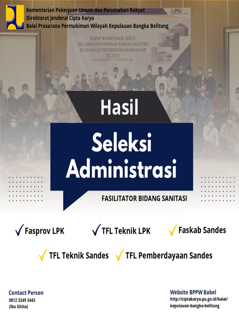 Hasil Seleksi ADM Bidang Sanitasi 2022 | PDF