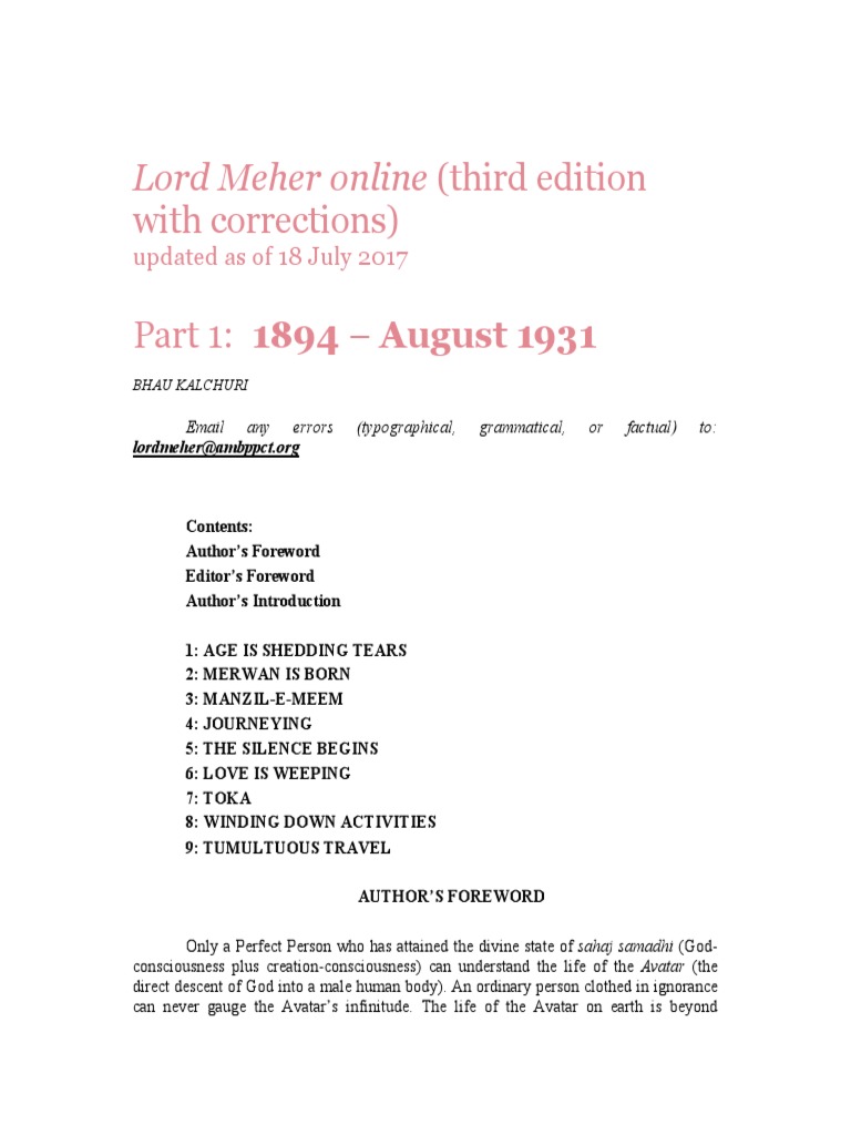 Lord Meher Online (Third Edition: With Corrections) Part 1: 1894 ...
