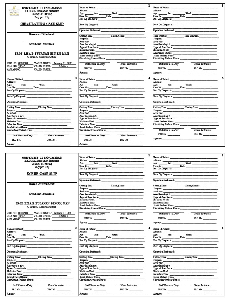 Circulating Case Slip: Name of Student Student Number | PDF ...